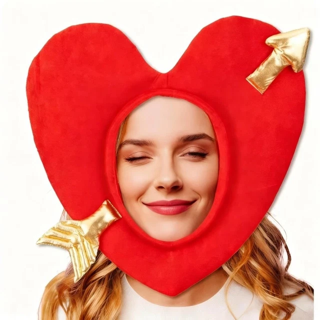 CREATIVE HEART SHAPED Hat Red Photo Props Hat Pullover Hat Cosplay ...