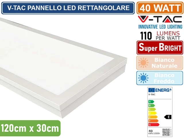 V-TAC VT-6147 PANNELLO Led Rettangolare 120X30 40W Smd Driver ...