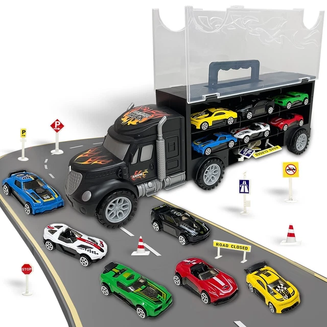 KIDS TRUCK CONTAINER Storage Toy Cars Diecast Vehicles With Traffic ...