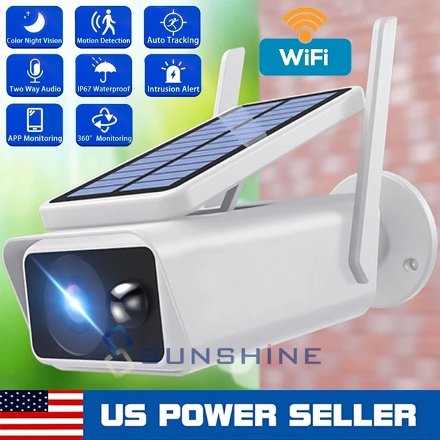 SOLAR PANEL POWERED Wifi Outdoor Pan/Tilt Home IR Security Video Camera ...