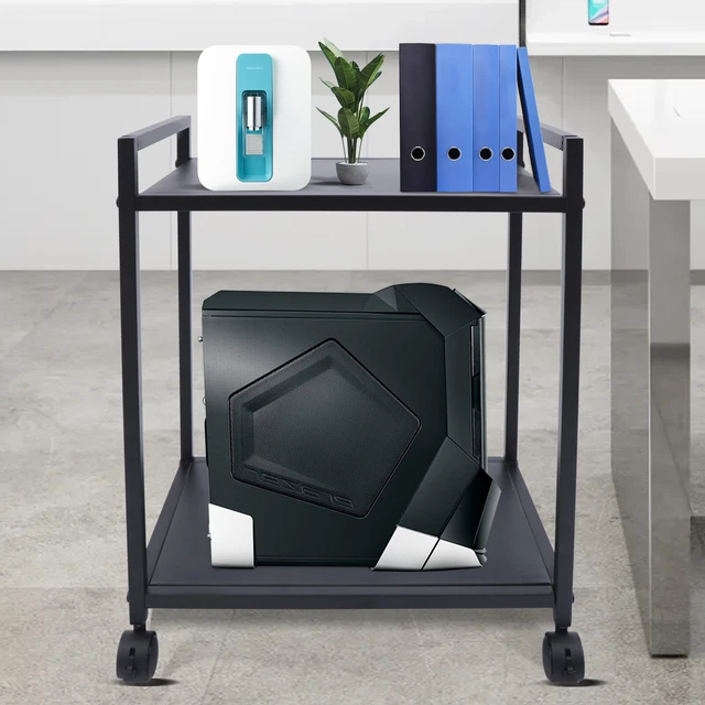 COMPUTER TOWER STAND 2-Tier CPU Stand Cart Floor PC Holder with ...