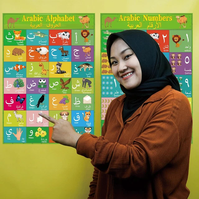 ARABIC ALPHABET NUMBER Poster for Kids Arabic Alphabet Flash Cards with ...