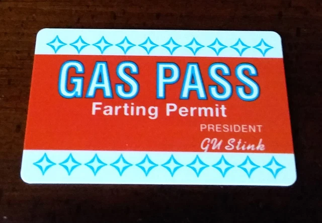 VINTAGE GAS PASS Farting Permit-Novelty $5.00 - PicClick
