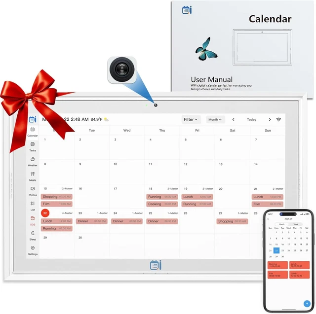 15.6 INCH SMART Digital Calendar Wall Touch Screen & Chore Chart, Full ...