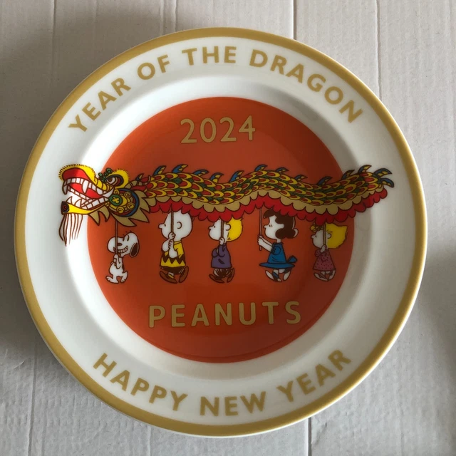 SNOOPY PEANUTS 2024 Year of The Dragon Plate 7.87" diameter round made ...