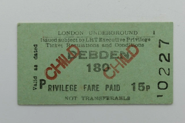 LONDON UNDERGROUND RAILWAY Ticket 0227 Debden 180 Child £1.70 - PicClick UK