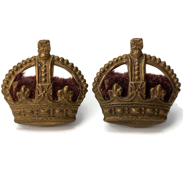 WW2 BRITISH OFFICERS Crown Epaulette Insignia Rank Pip PAIR General ...