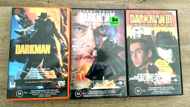 DARKMAN 1, DARKMAN 2, Darkman 3 VHS PAL 3 x Bundle EX-RENTALS Big Box ...