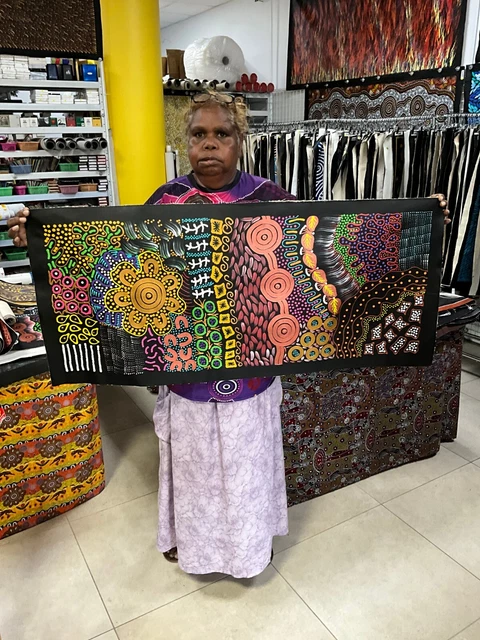 SHARON BUTCHER ABORIGINAL Artist Painting 7 SISTER DREAMING WATER HOLE ...
