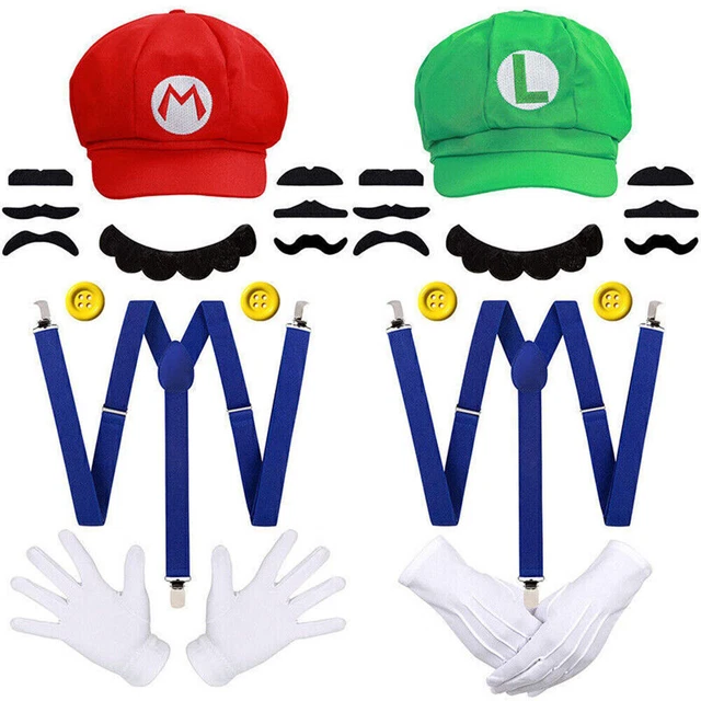 SUPER MARIO BROS Mario Luigi Hat Mustaches Costume Cosplay Cap ...