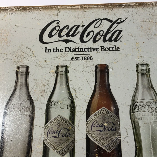 COCA-COLA TIN METAL Sign "In the Distinctive Bottle" Est. 1886 Coke ...