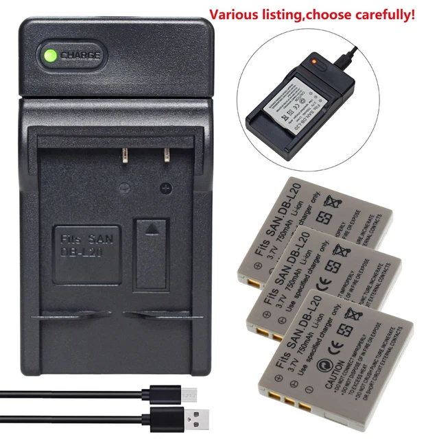 DB-L20 BATTERY OR Charger Sanyo VPC-CA65 VPC-CA8 VPC-CA9 VPC-CG6 VPC ...