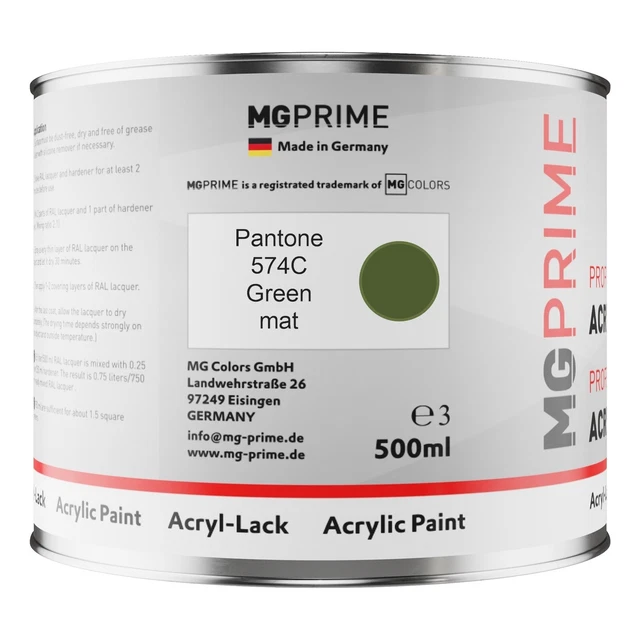 PANTONE 574C GREEN Peinture acrylique mate Pot de 0,75 litre ...