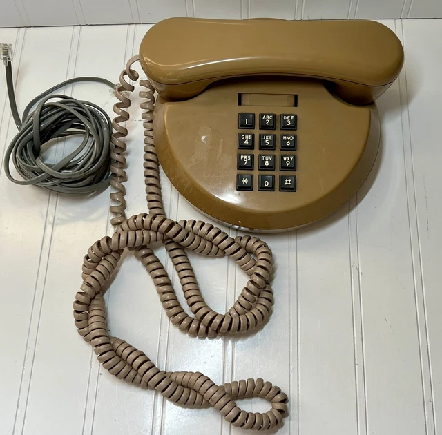 VINTAGE NORTHERN TELECOM Round Push Button Telephone Dark Tan *Untested ...