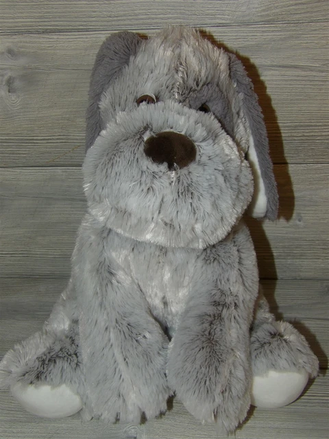 LARGE 15& TOY Factory Gray Plush Sitting PUPPY DOG Very Soft Stuffed ...