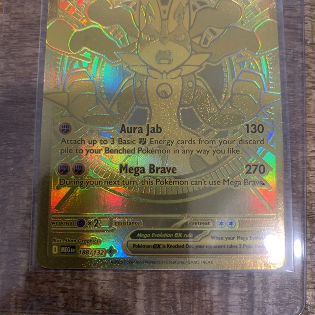 POKEMON MEGA LUCARIO EX 188/132 Mega Evolution GOLD SECRET RARE - Fresh ...