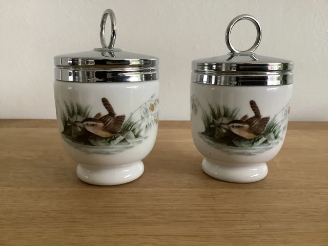 ROYAL WORCESTER PORCELAIN Egg Coddlers (Wren Design) x2 £12.50 ...