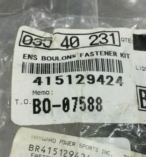 SKI-DOO BOMBARDIER SNOWMOBILE HARDWARE FASTENER KIT 415129424 QTY1 t040 ...
