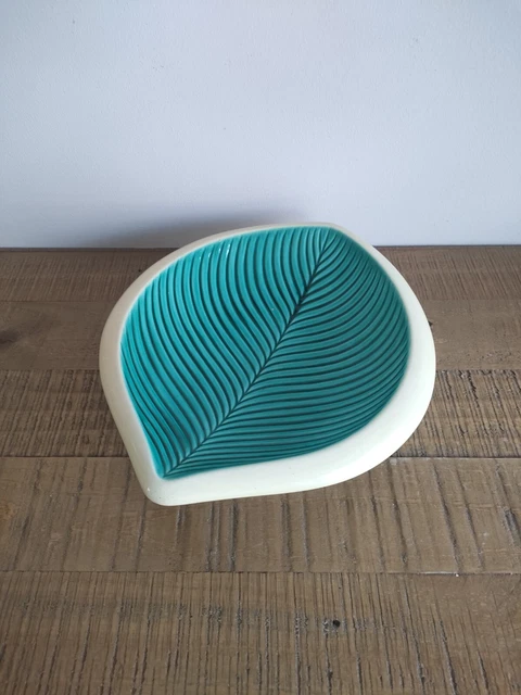 ANCIENNE COUPE À Fruit/ Plat Creux Forme de Feuille Vert France Années ...