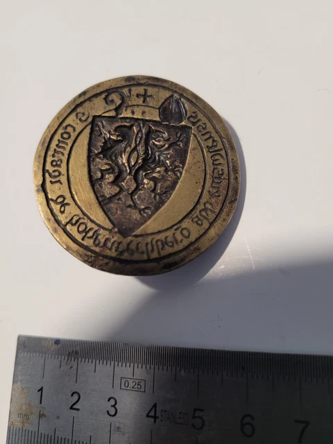 HAUTE EPOQUE SCEAU Bronze Ecclésiastique Blason Noblesse XVe XVIe ...