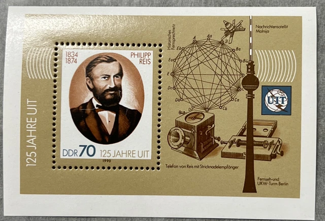 DDR BLOCKAUSGABE 1990 Philipp Reis 125 Jahre UIT postfrisch EUR 1,00 ...