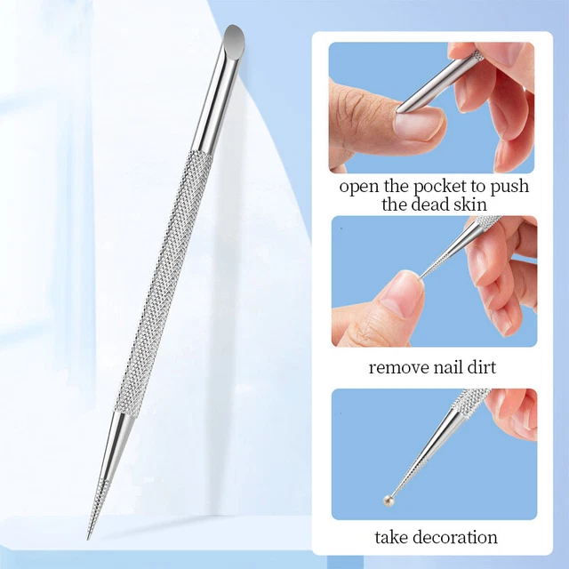 CUTICLE PUSHER DEAD Skin Push Remover Stainless Steel Pedicure Manicure ...