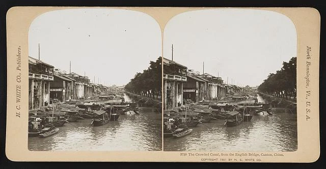 THE CROWDED CANAL from the English bridge Canton China Old Photo $8.50 ...