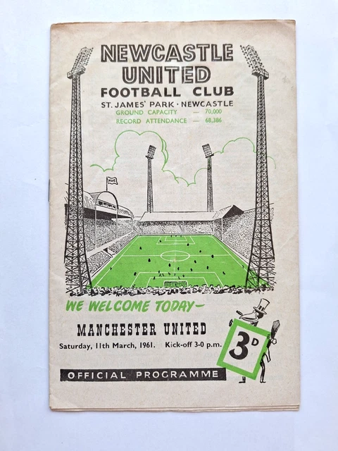 NEWCASTLE UNITED V Manchester United Season 1960-61 Football Programme ...