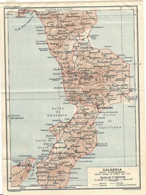 CALABRIA CARTA GEOGRAFICA Touring Club 1928 £15.11 - PicClick UK