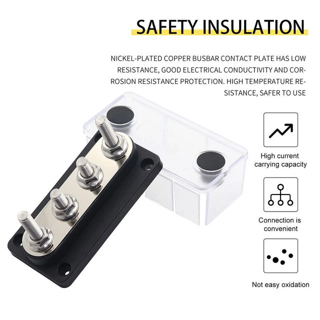 150A BUSBAR TERMINAL Block 48V Bus Bar Cover 4 Way 5/16 Studs for RV Marine Boat EUR 15,42 ...