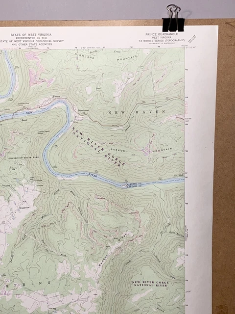 PRINCE WEST VIRGINIA Fayette County Old Map Topographical Survey Shady ...