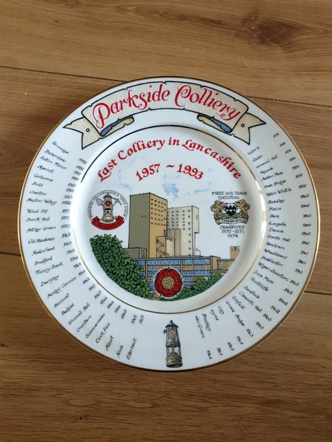 RARE PARKSIDE COLLIERY Coal Mining Commemorative Plate Edwardian Bone ...
