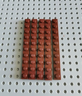LEGO PLATE BUILDING Plate Baseboard 1x10 Red Brown 5pcs Reddish Basic ...