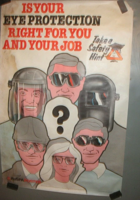 VINTAGE ROSPA 70S Industrial Safety Poster Is Your Eye Protection Right ...