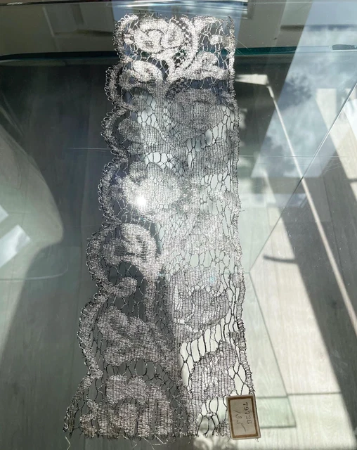 ANTIQUE 1920S SILVER Metallic Lace French Parisian Sample Piece 79726 £ ...