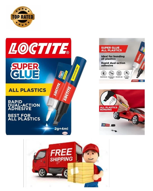LOCTITE SUPER GLUE All Plastics, Rapid Dual Action Adhesive for All ...