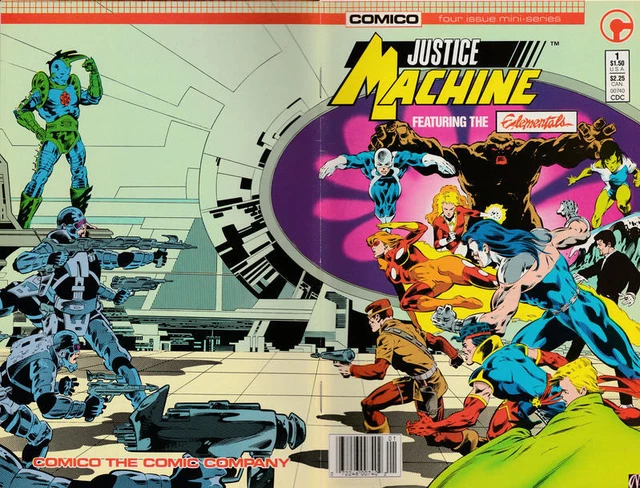 JUSTICE MACHINE FEATURING the Elementals #1 (Newsstand) FN; COMICO ...