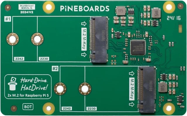 PINEBOARDS HATDRIVE! DUAL (2xNVMe 2230,2242 GEN 2) for Raspberry Pi 5 £29.99 - PicClick UK