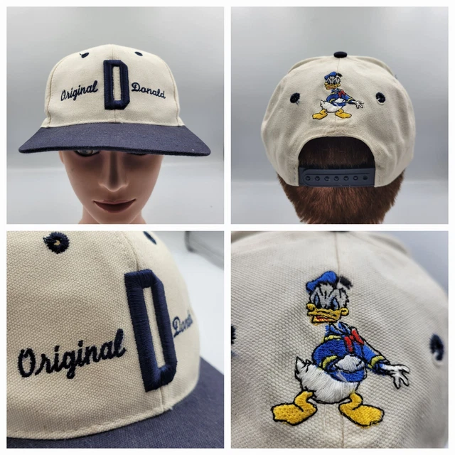 VINTAGE RARE DISNEY Donald Duck Original D Embroidered Snapback Hat Cap ...