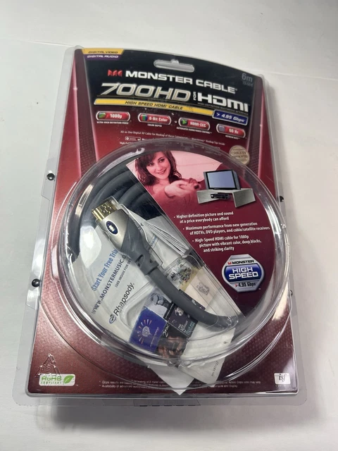 MONSTER CABLE 700HD HDMI High Speed 6m 19.7ft Sealed Vintage $65.82 ...
