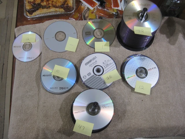 MIXED RECORDABLE BLANK Media Disks CD-R DVD+R DVD-R DVD+RW 179 total ...