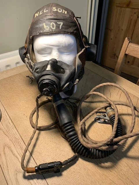 ORIGINAL WW2 RAF Type C Pilot Flying Helmet With Oxygen Mask With Named ...