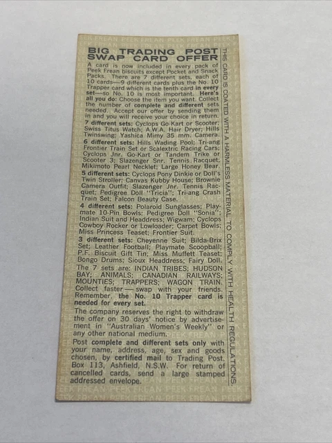 1960S PEEK FREAN'S TRADING POST CARD Trapper Set - #4 Indian Attack $4. ...