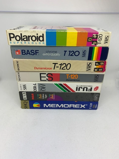 LOT OF 7 VHS Blank sold as used tapes, various content on movies tv ...