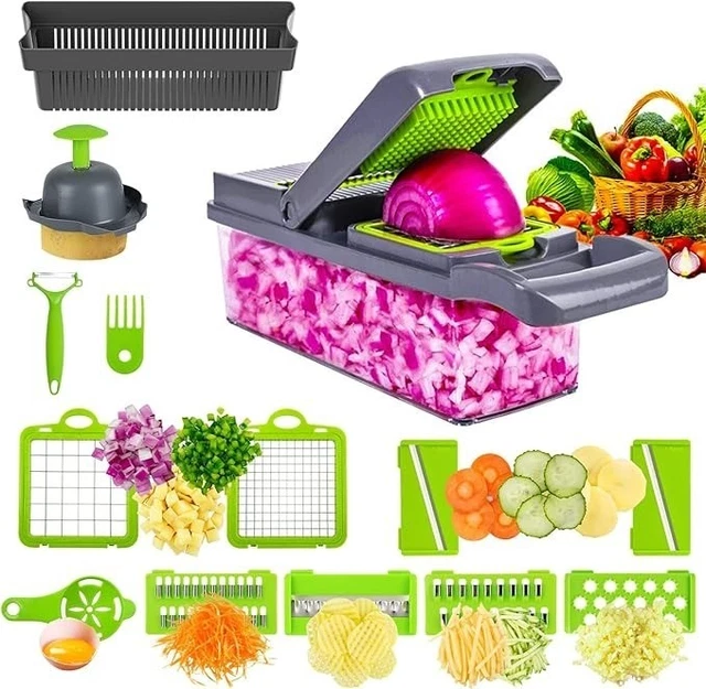 14-IN-1 VEGETABLE Chopper Mandoline Slicer Cutter Salad Onion Potato ...