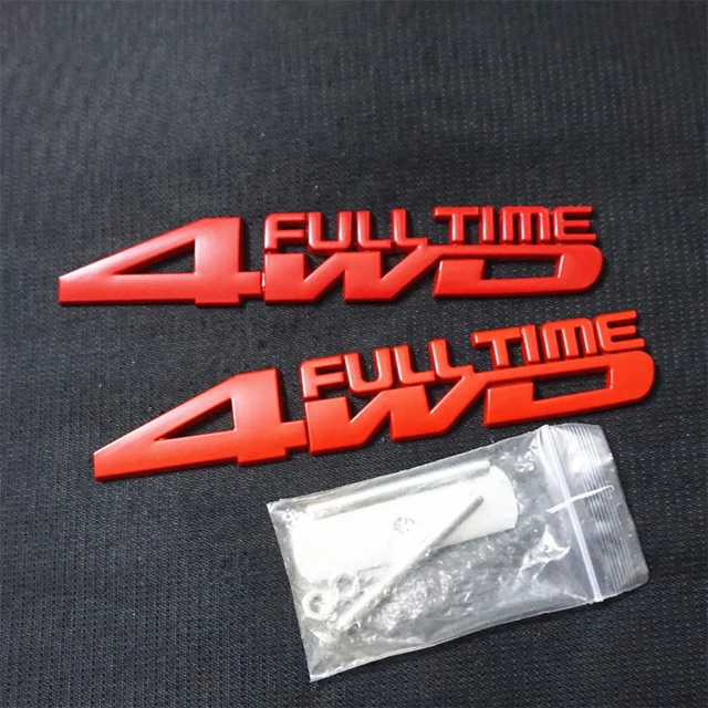 RED MATTE 4WD FULL TIME Metal Grille Emblem + Badge Decal Sticker ...