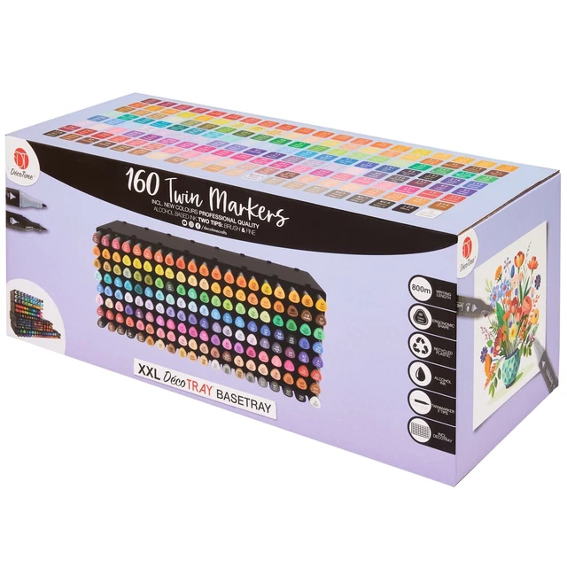DECOTIME 160 XXL Pack Twin Markers | ART Deco Tray ANY SURFACE ...
