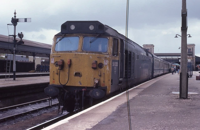 ORIGINAL SLIDE . BR EE Class 50 Diesel 50020 . Exeter Jun78 . 1A81 11. ...
