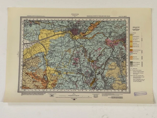 ORDNANCE SURVEY, ENGLAND, Geological, Drift, Sheet Map, of Preston ...