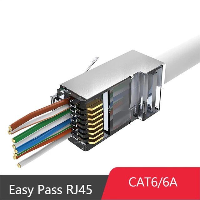 CAT6 RJ45 PASS Through Connector Modular Plugs Shielded (STP) Internal ...